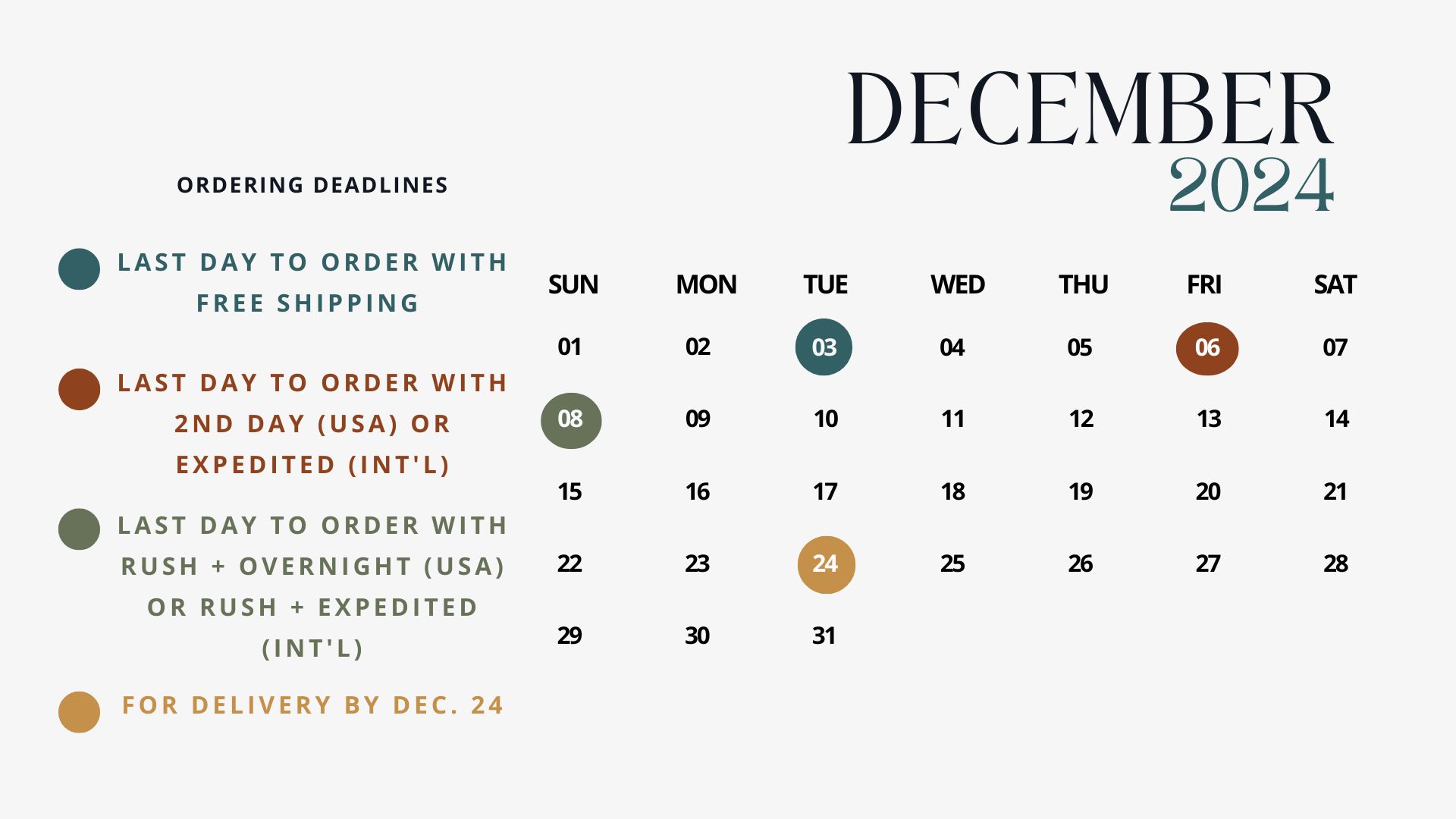 2024 Holiday Deadlines | visionart